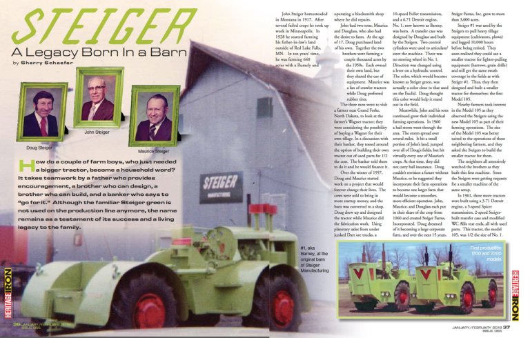 STEIGER—A Legacy Born in a Barn by Sherry Schaefer | Steiger Heritage Club